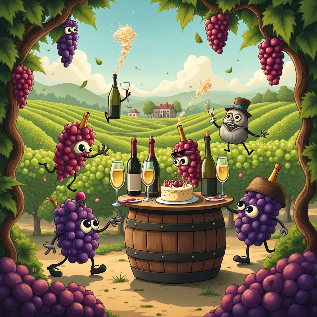 Wine & Champagne Themes Birthday Cards - Silly Robot Cards