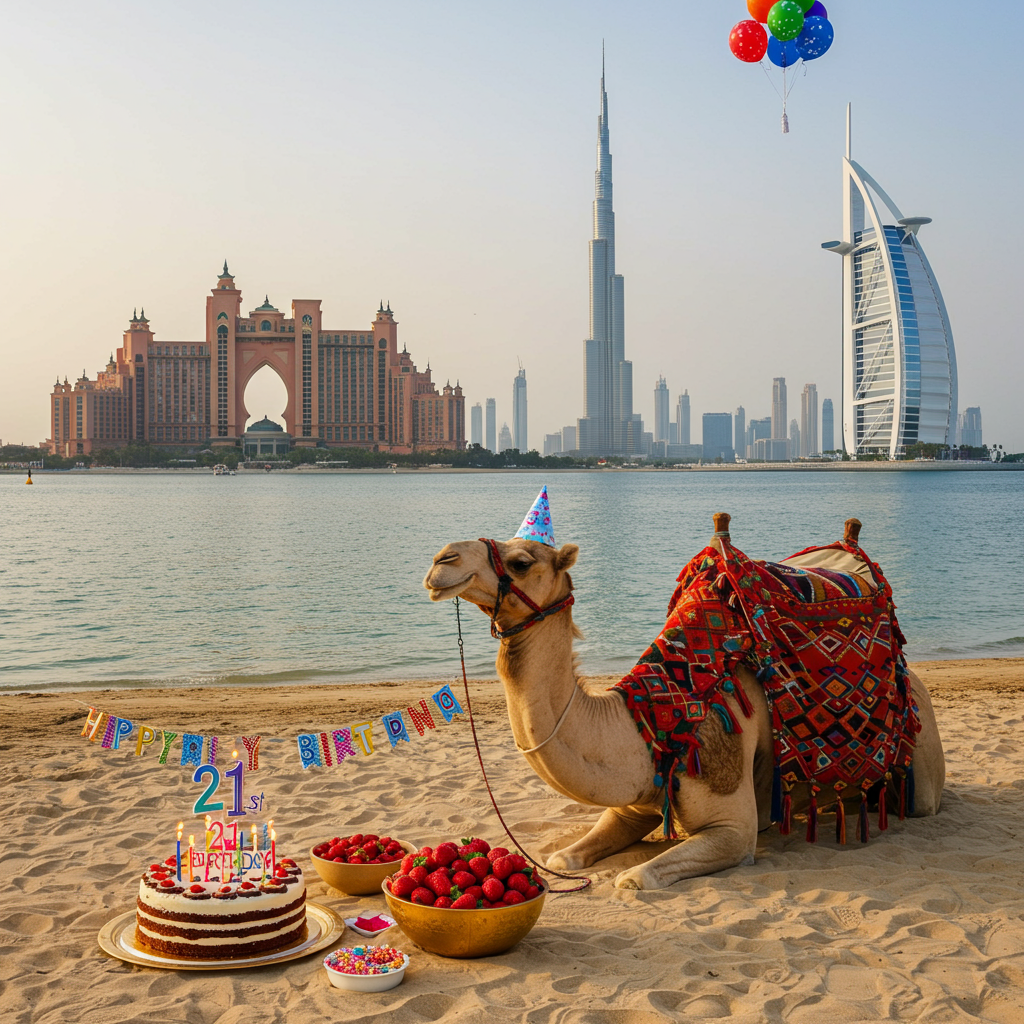 1) Birthday AI Generated Card - Dubai, atlantic hotel, , The palm, burj ...