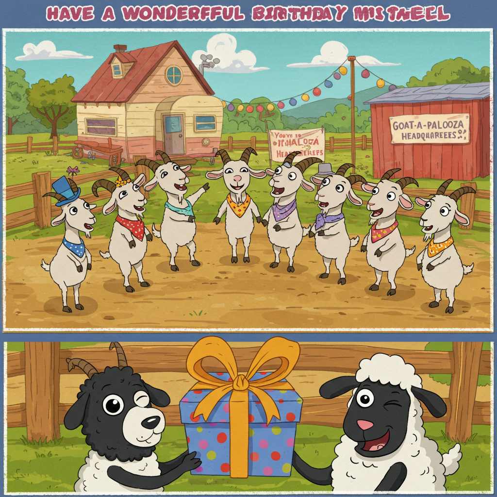 Goat Ranch Birthday Cards - Silly Robot Cards