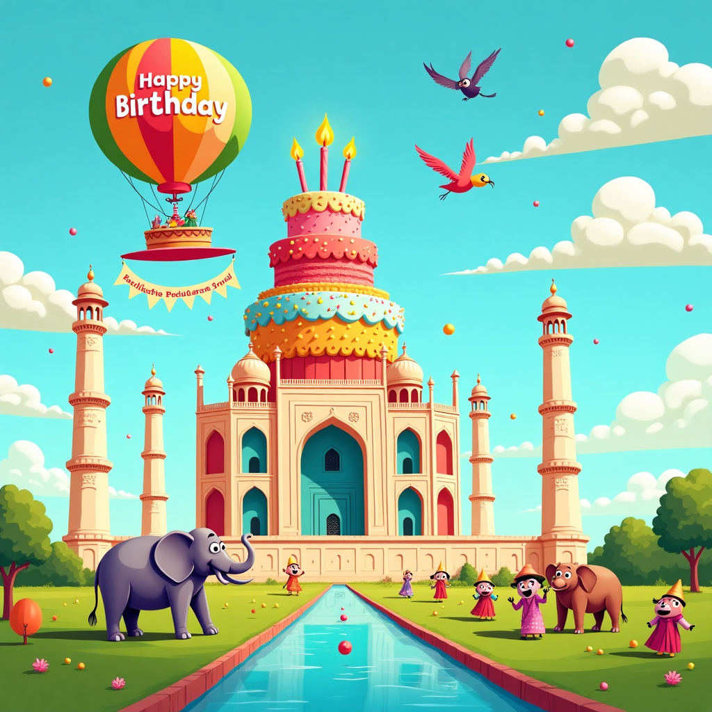 Taj Mahal Birthday Cards - Silly Robot Cards