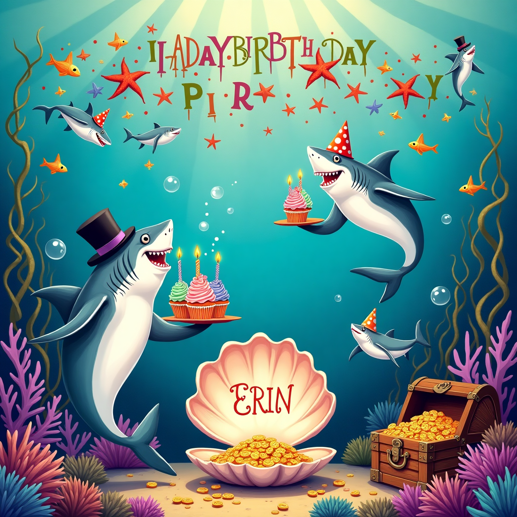 1) Birthday AI Generated Card - Sharks (aabb7)