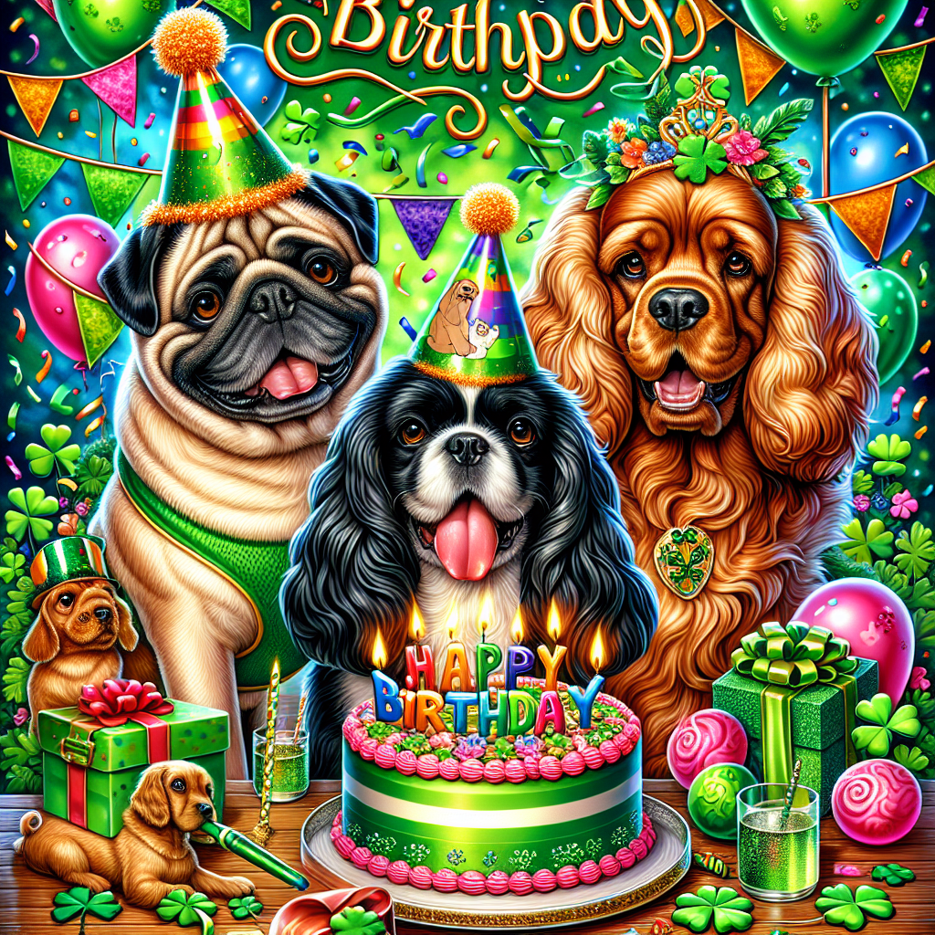 1) Birthday AI Generated Card - Pug, Cocker spaniel , Cane corso, Paddy ...
