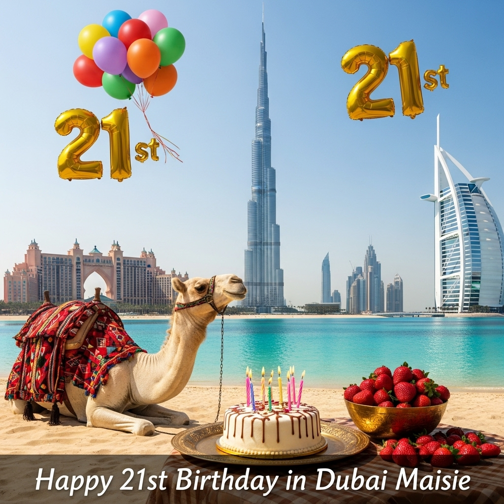1) Birthday AI Generated Card - Dubai, atlantic hotel, , The palm, burj ...