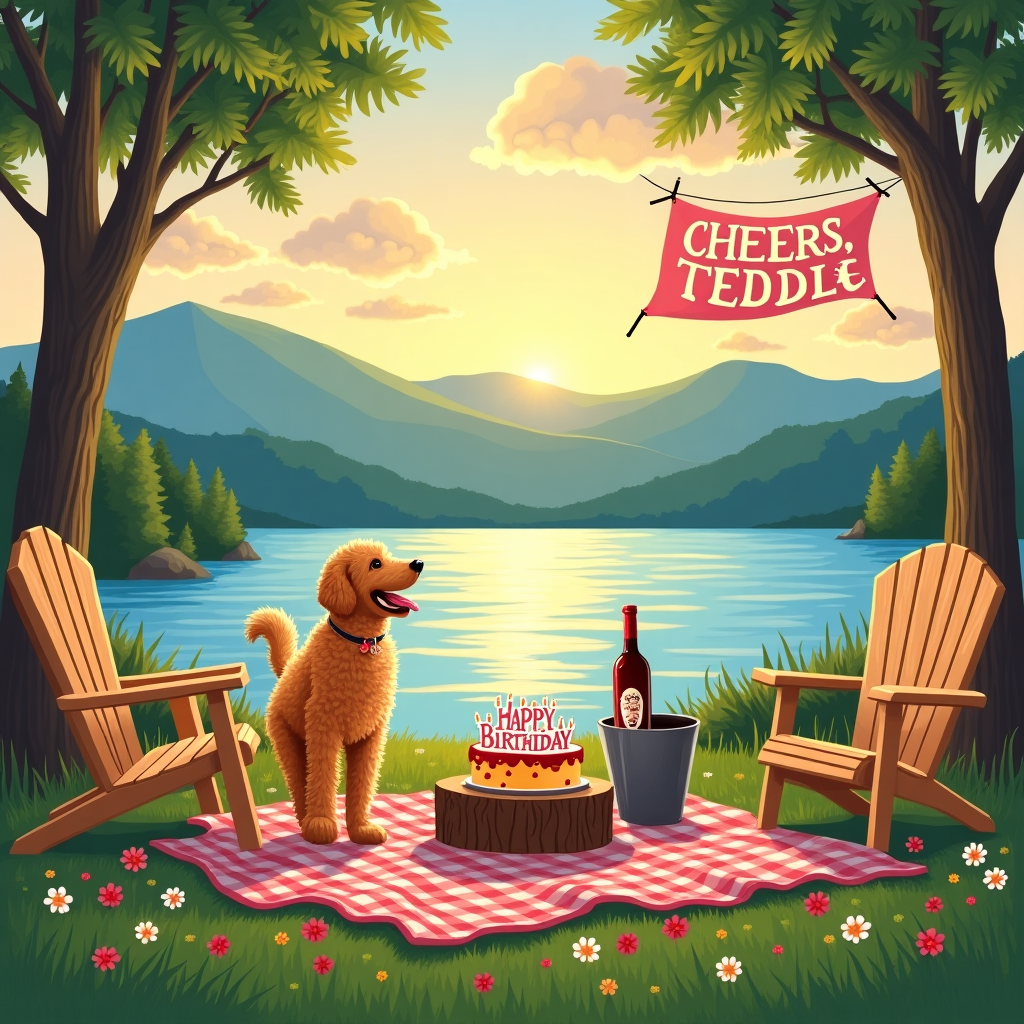 Golden Doodle named Dobby Birthday Cards - Silly Robot Cards