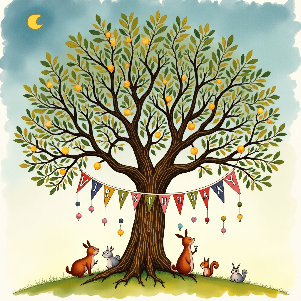 2) Birthday AI Generated Card - Tree (81788)
