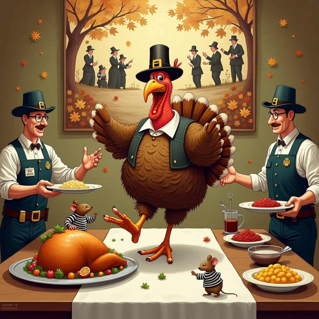 1) Thank-you AI Generated Card - Thanksgiving cartoon turkey dancing ...