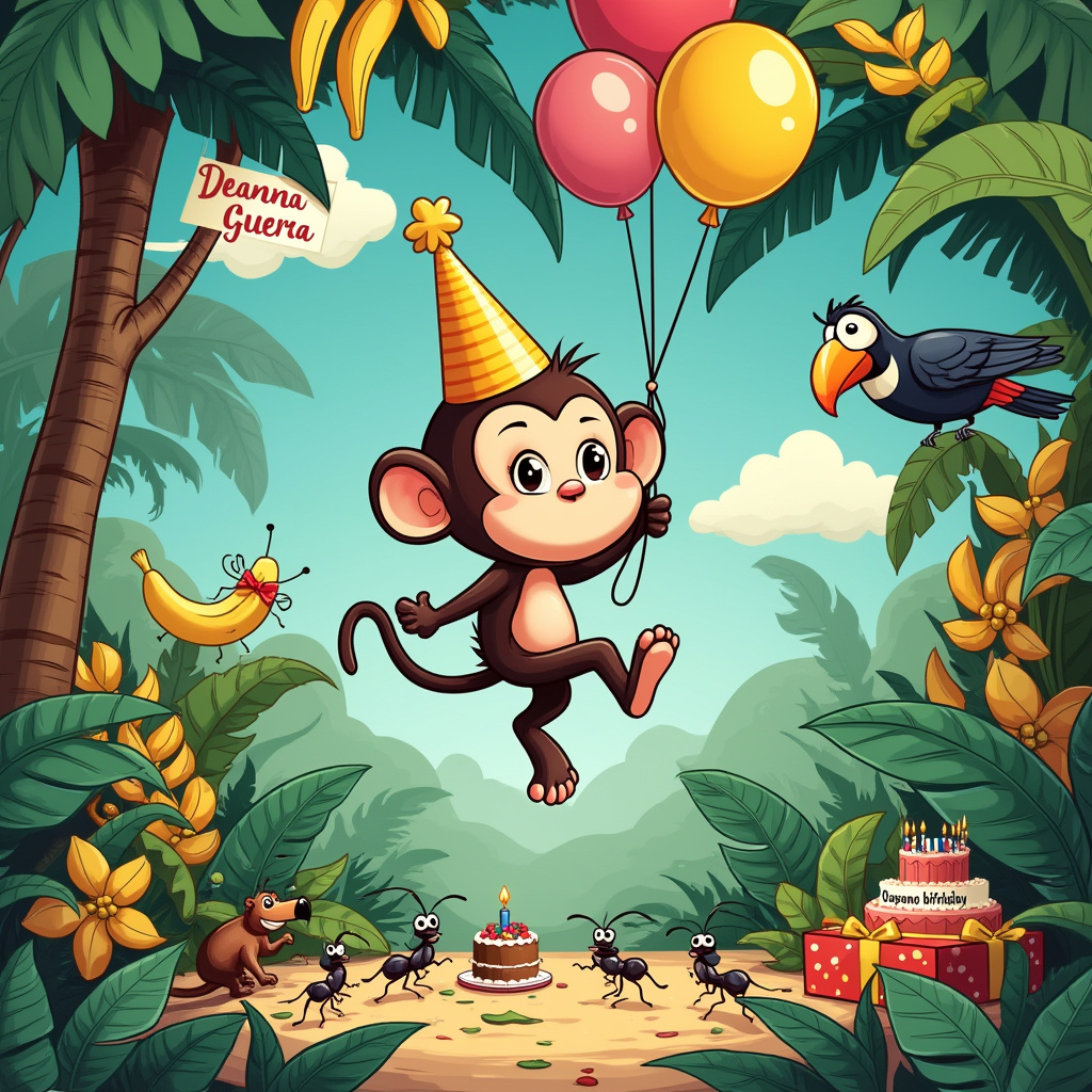 2) Birthday AI Generated Card - Monkey (05e98)